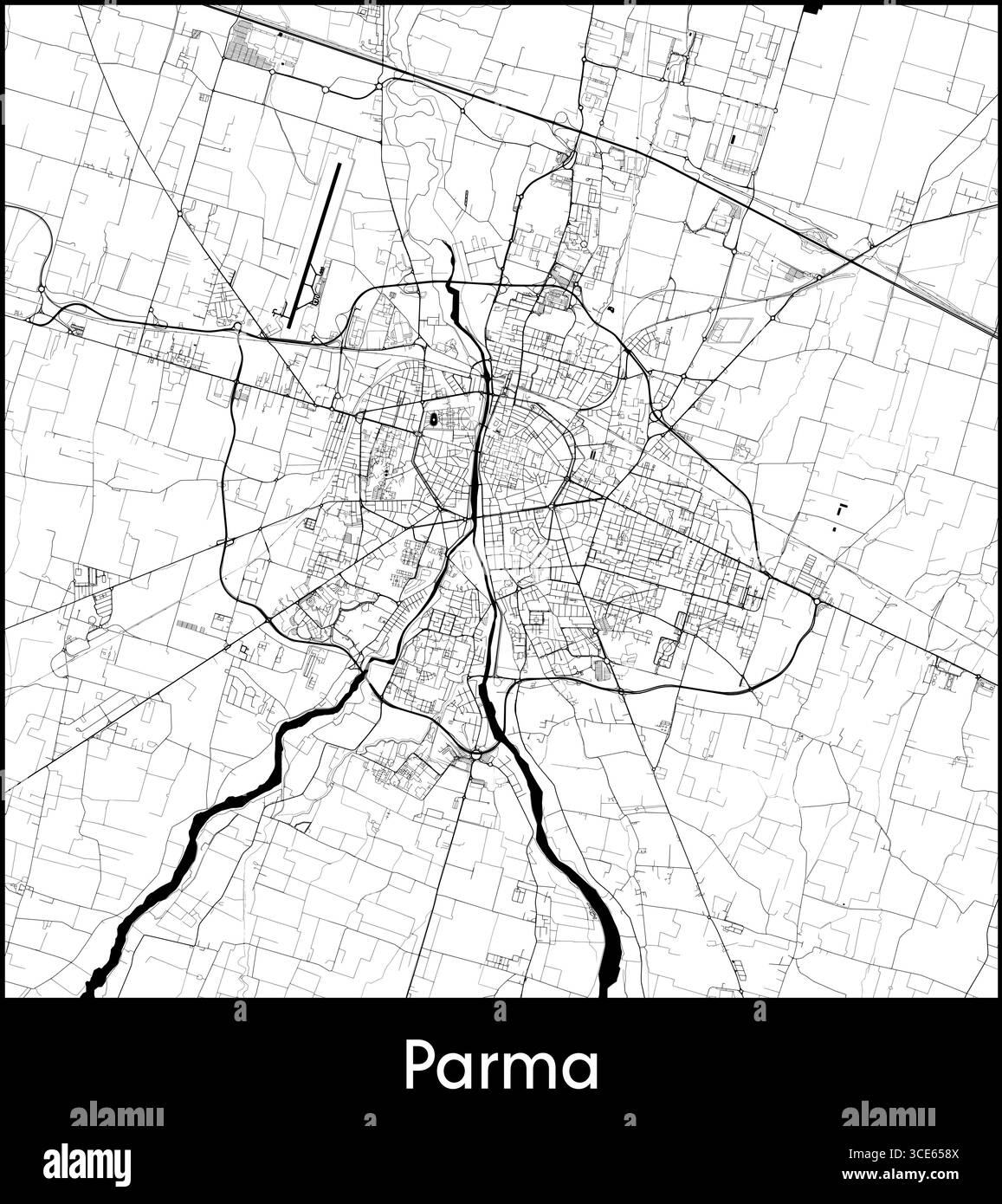 Parma city map, Italy - Topographic vector map poster Stock Vector ...