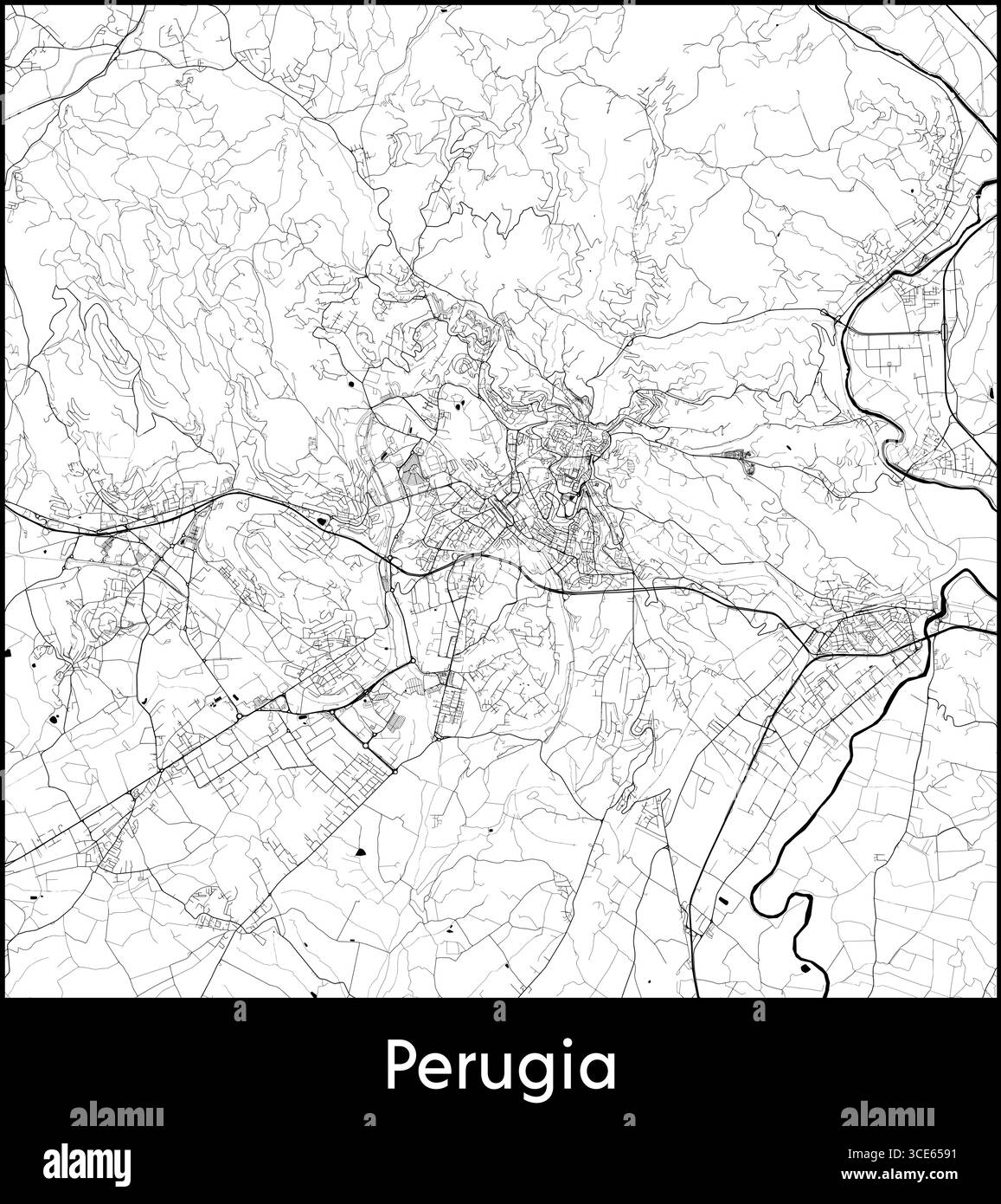Perugia map Black and White Stock Photos & Images - Alamy