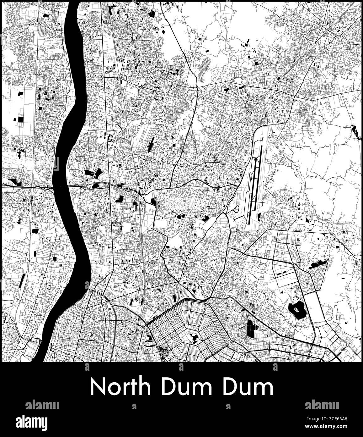 North Dum Dum city map, India - Topographic vector map poster Stock ...