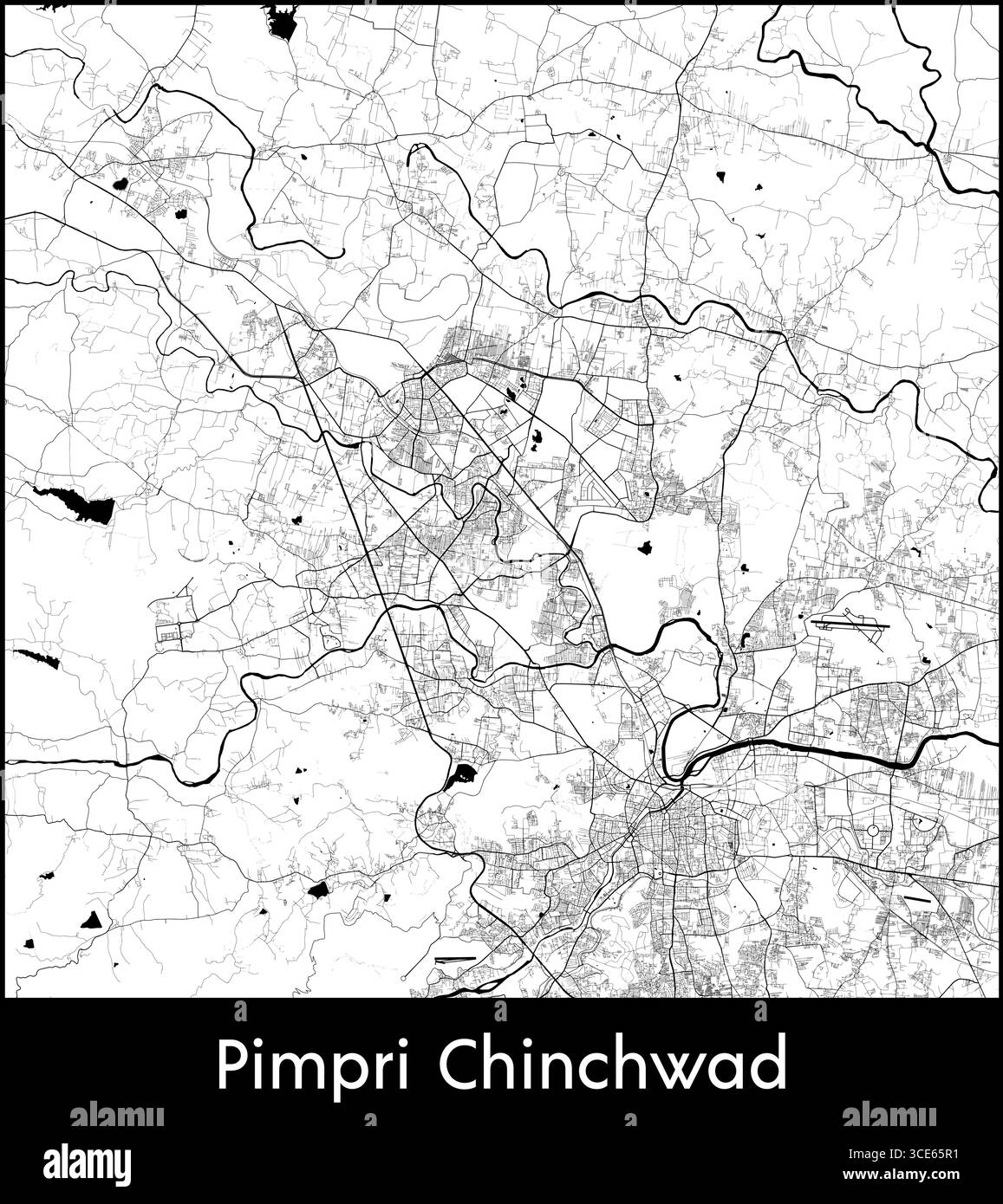 Pimpri Chinchwad city map, India - Topographic vector map poster Stock ...