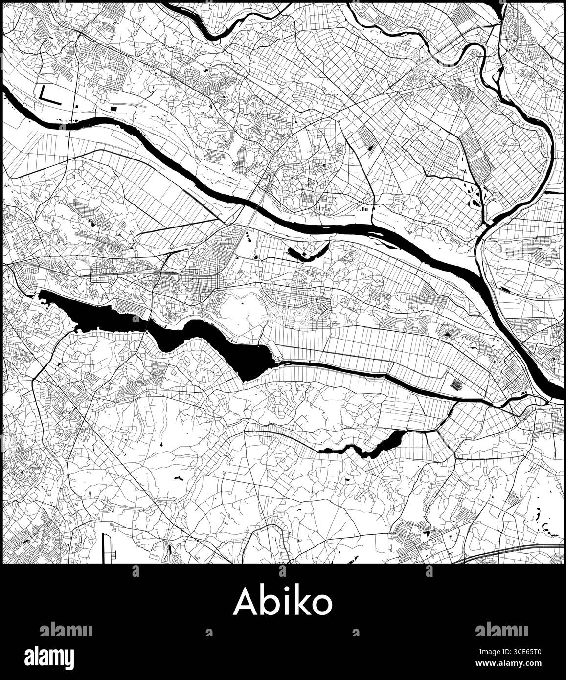 Abiko city map, Japan - Topographic vector map poster Stock Vector ...
