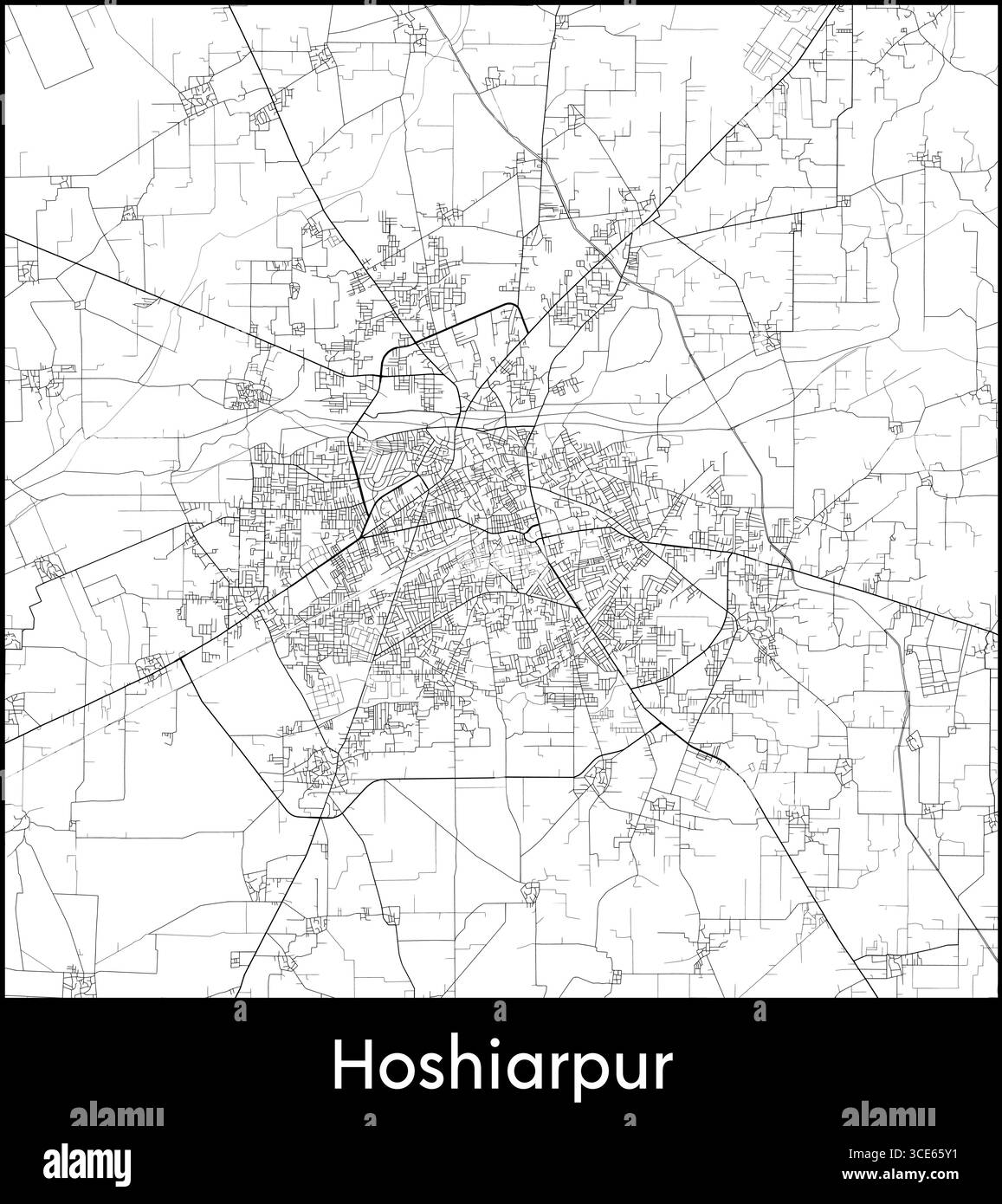 Hoshiarpur city map, India - Topographic vector map poster Stock Vector Image & Art - Alamy