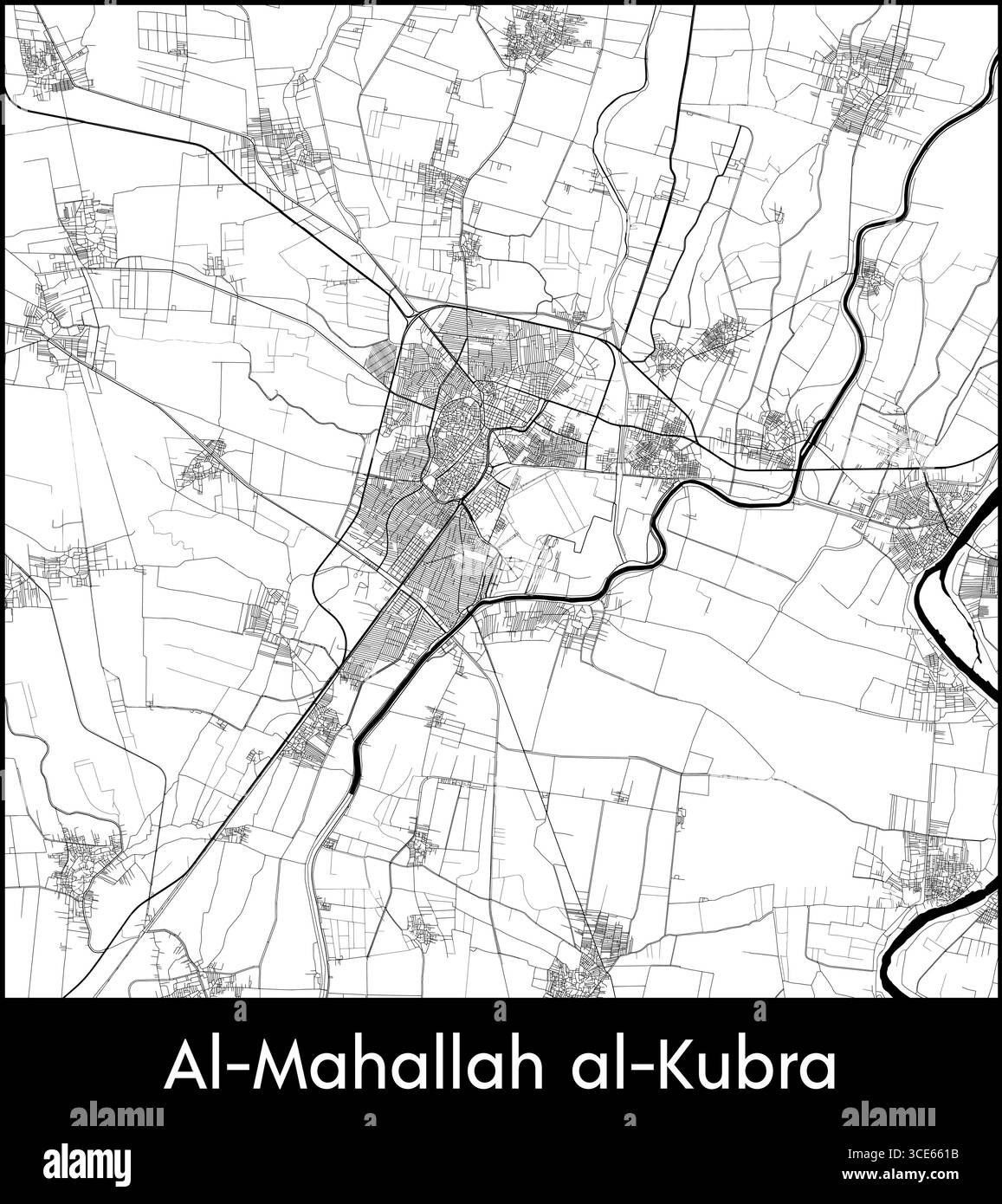 Al Mahallah al Kubra city map, Egypt - Topographic vector map poster ...