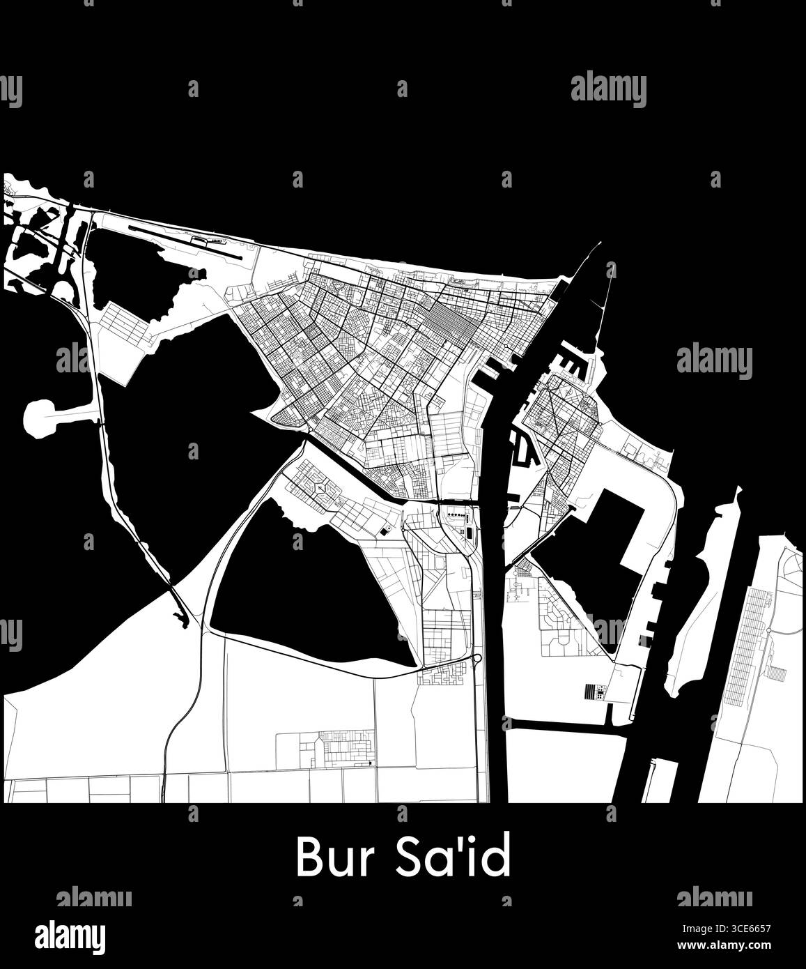 Bur Sa id city map, Egypt - Topographic vector map poster Stock Vector ...