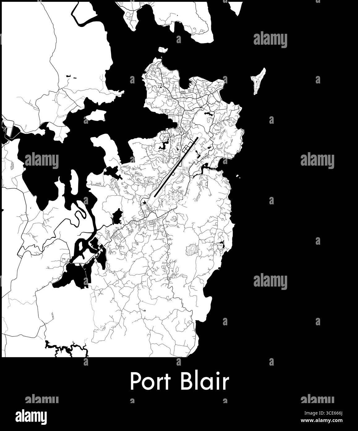 Port Blair city map, India - Topographic vector map poster Stock Vector ...