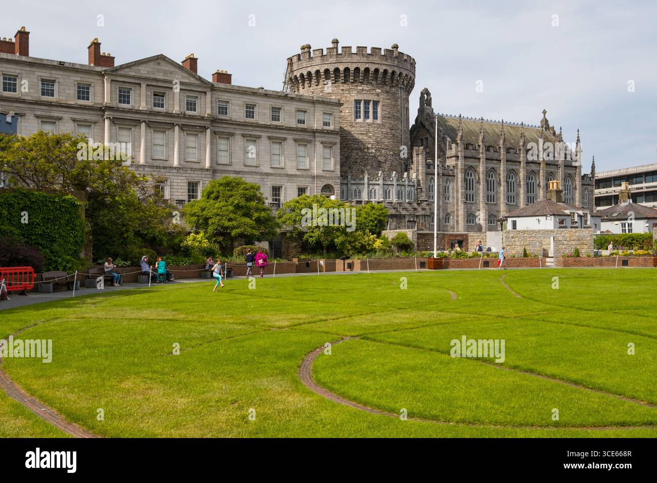 Dublin Castle with Dubh Linn Garden in the foreground, Dublin, Leinster ...