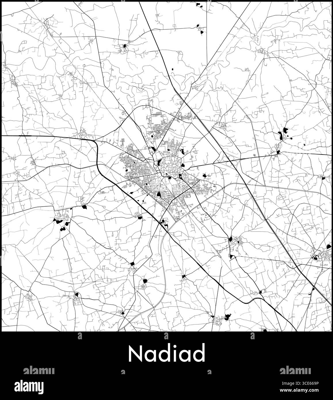Nadiad city map, India - Topographic vector map poster Stock Vector ...