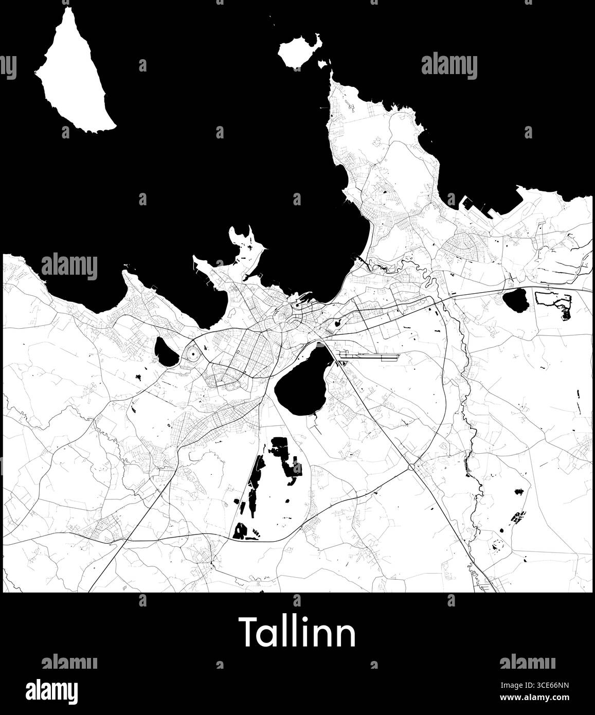 Tallinn city map, Estonia - Topographic vector map poster Stock Vector ...