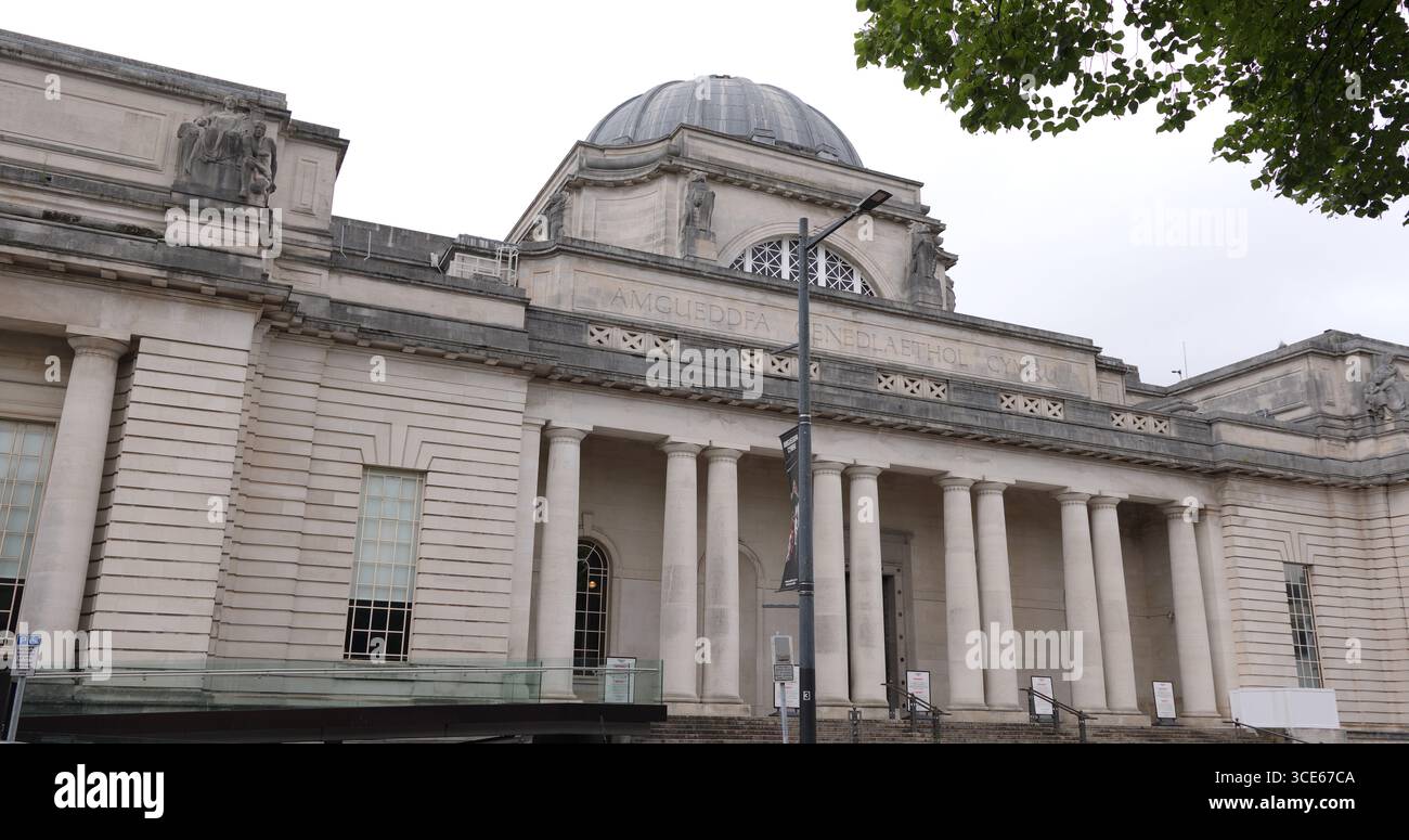 Low angle view of the impressive neoclassical facade of the National ...