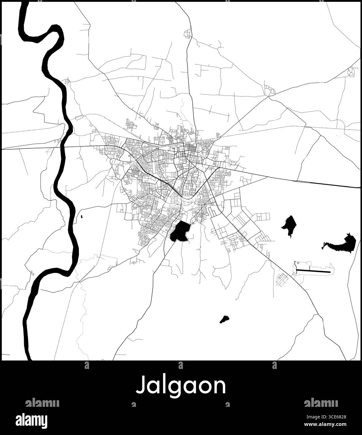 Jalgaon city map, India - Topographic vector map poster Stock Vector ...