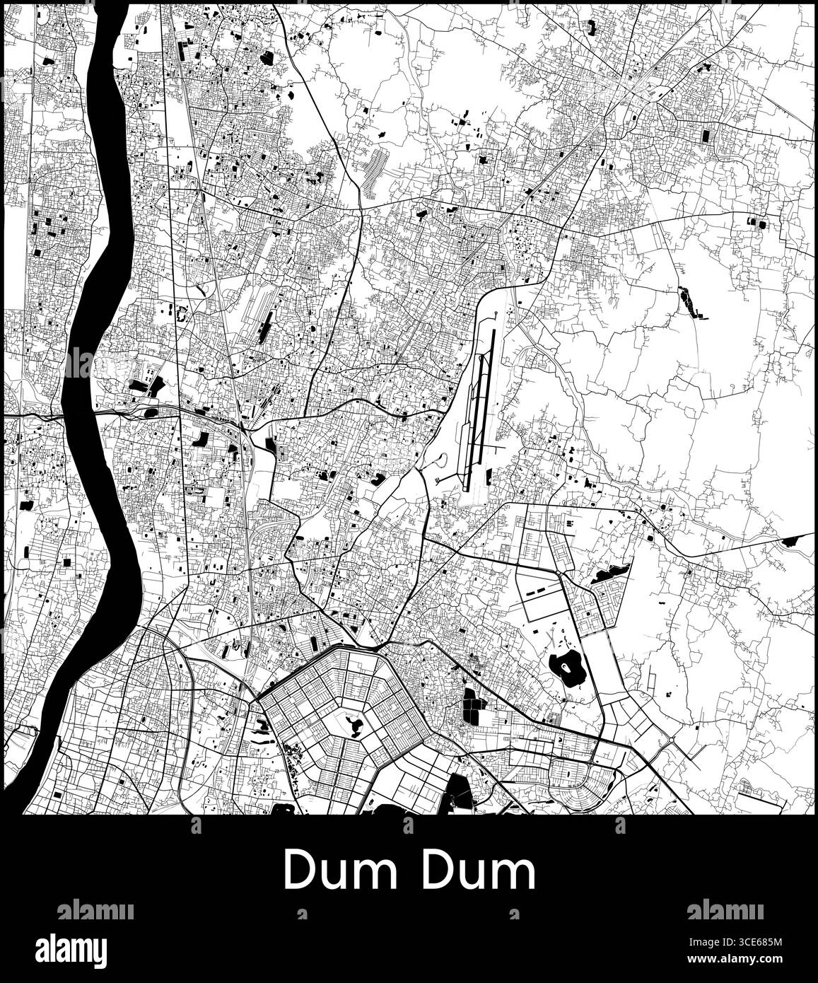 Dum Dum city map, India - Topographic vector map poster Stock Vector ...