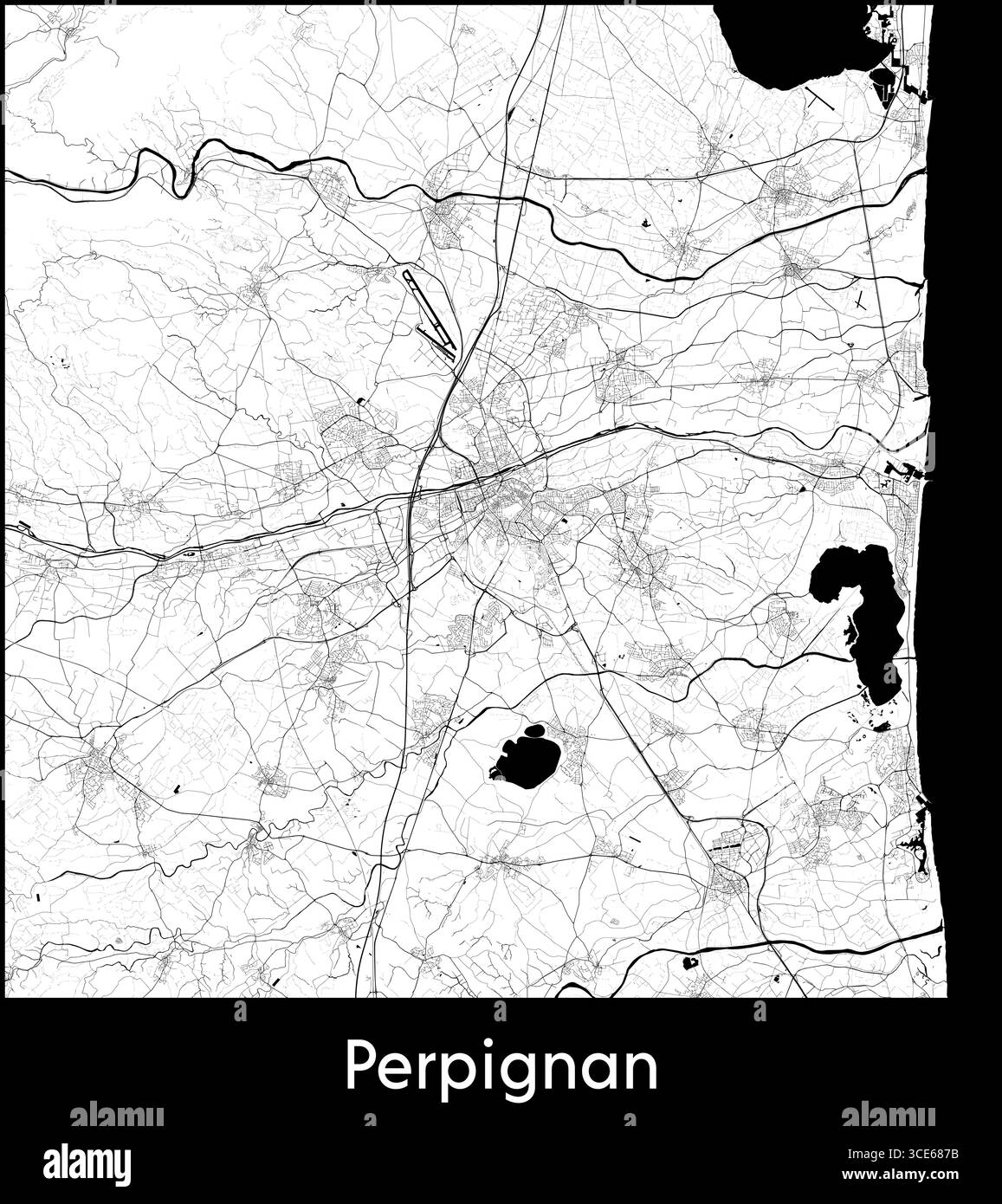 Perpignan outline map Black and White Stock Photos & Images - Alamy