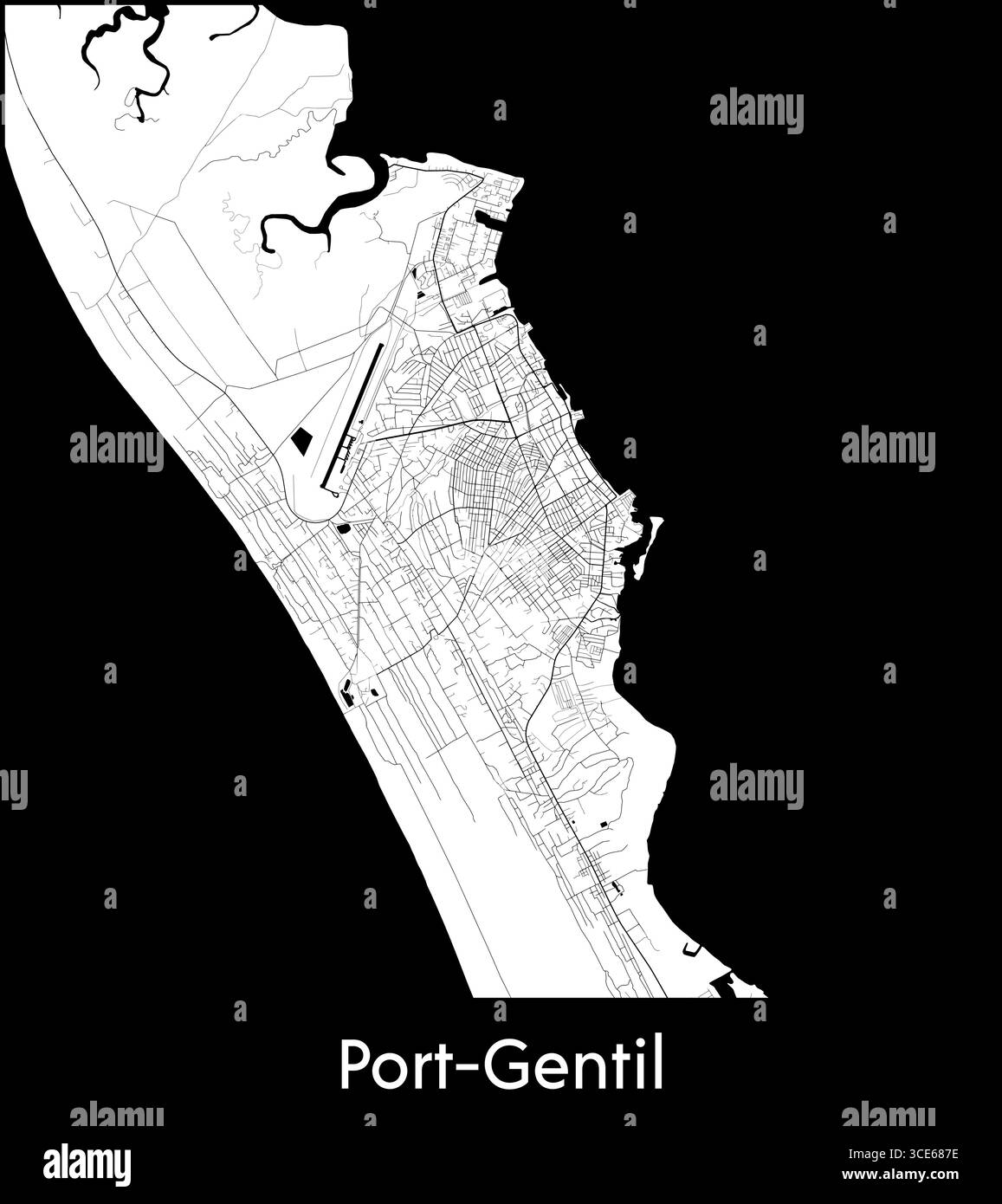 Port Gentil city map, Gabon - Topographic vector map poster Stock ...