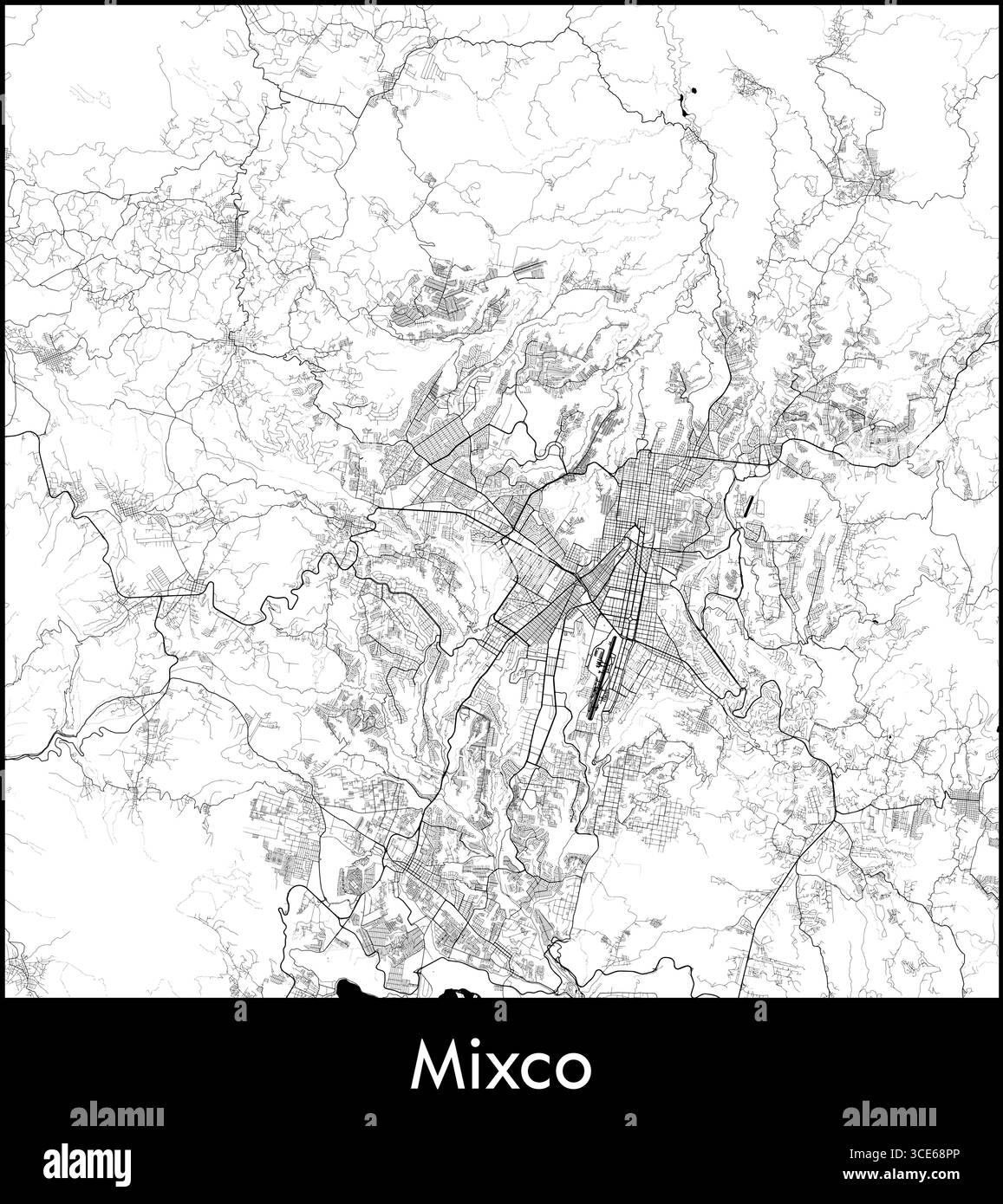 Mixco city map, Guatemala - Topographic vector map poster Stock Vector ...