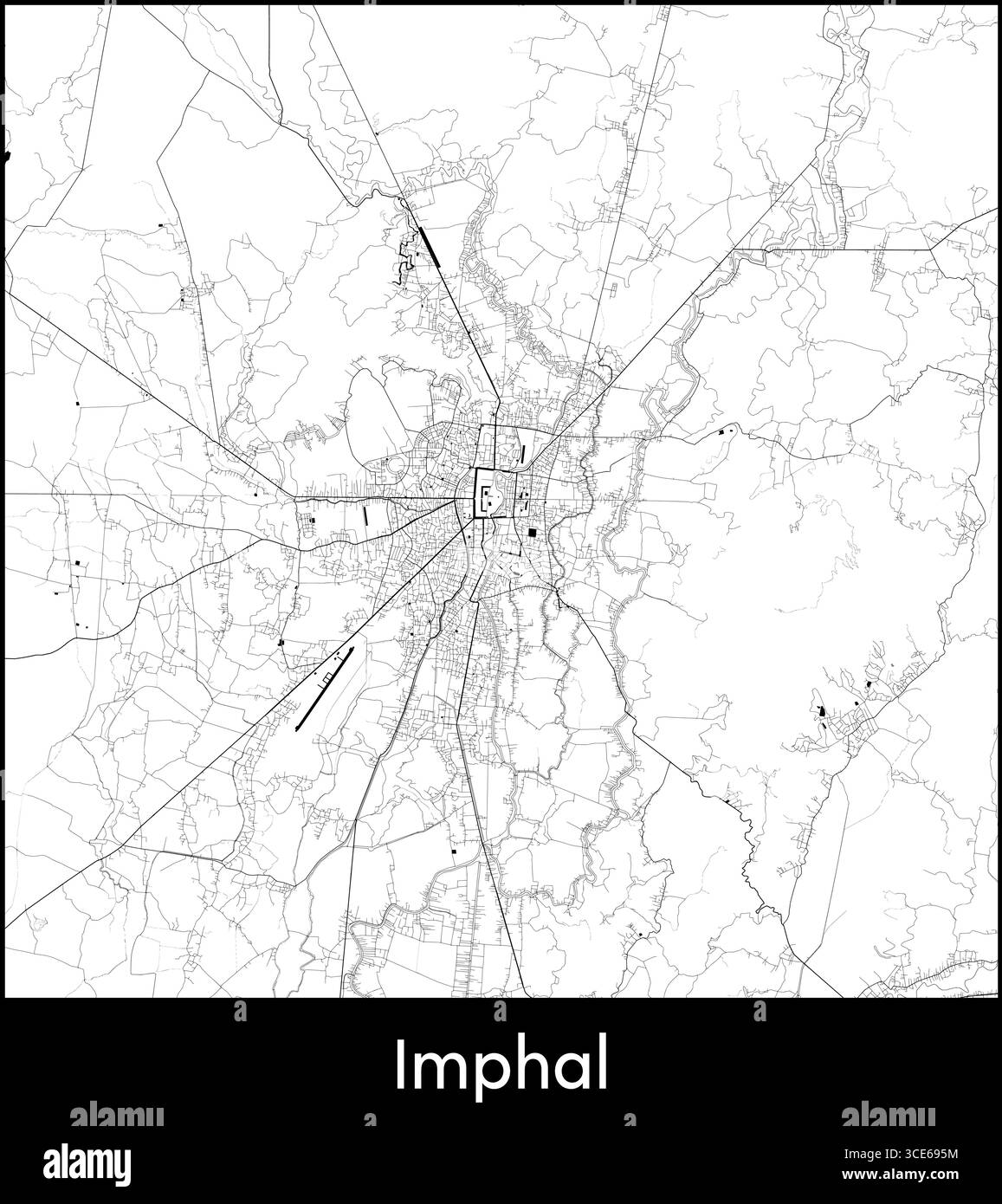 Imphal city map, India - Topographic vector map poster Stock Vector ...