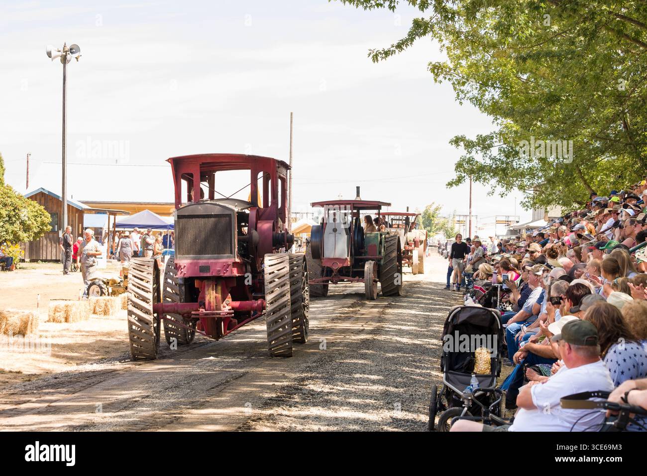 Antique tractors during parade of power at the Great Oregon Steam-Up ...