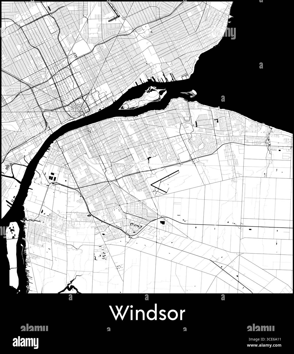 Windsor city map, Canada - Topographic vector map poster Stock Vector ...