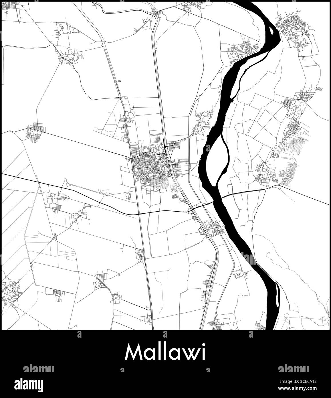 Mallawi city map, Egypt - Topographic vector map poster Stock Vector ...