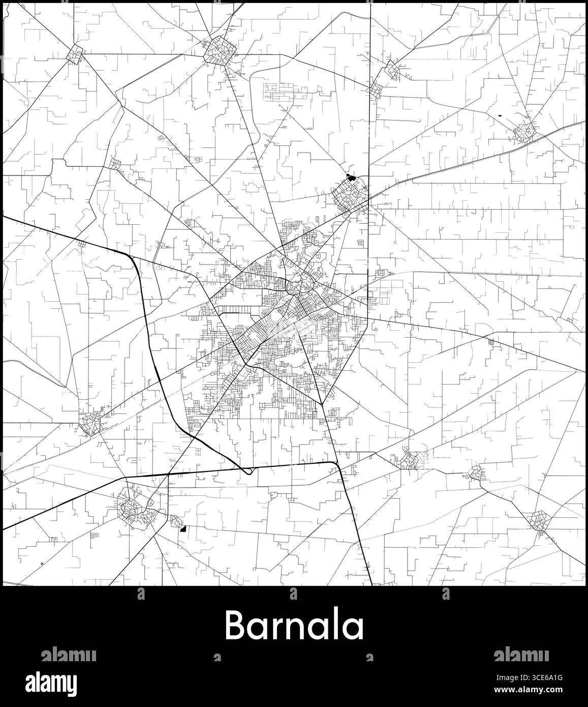 Barnala city map, India - Topographic vector map poster Stock Vector ...