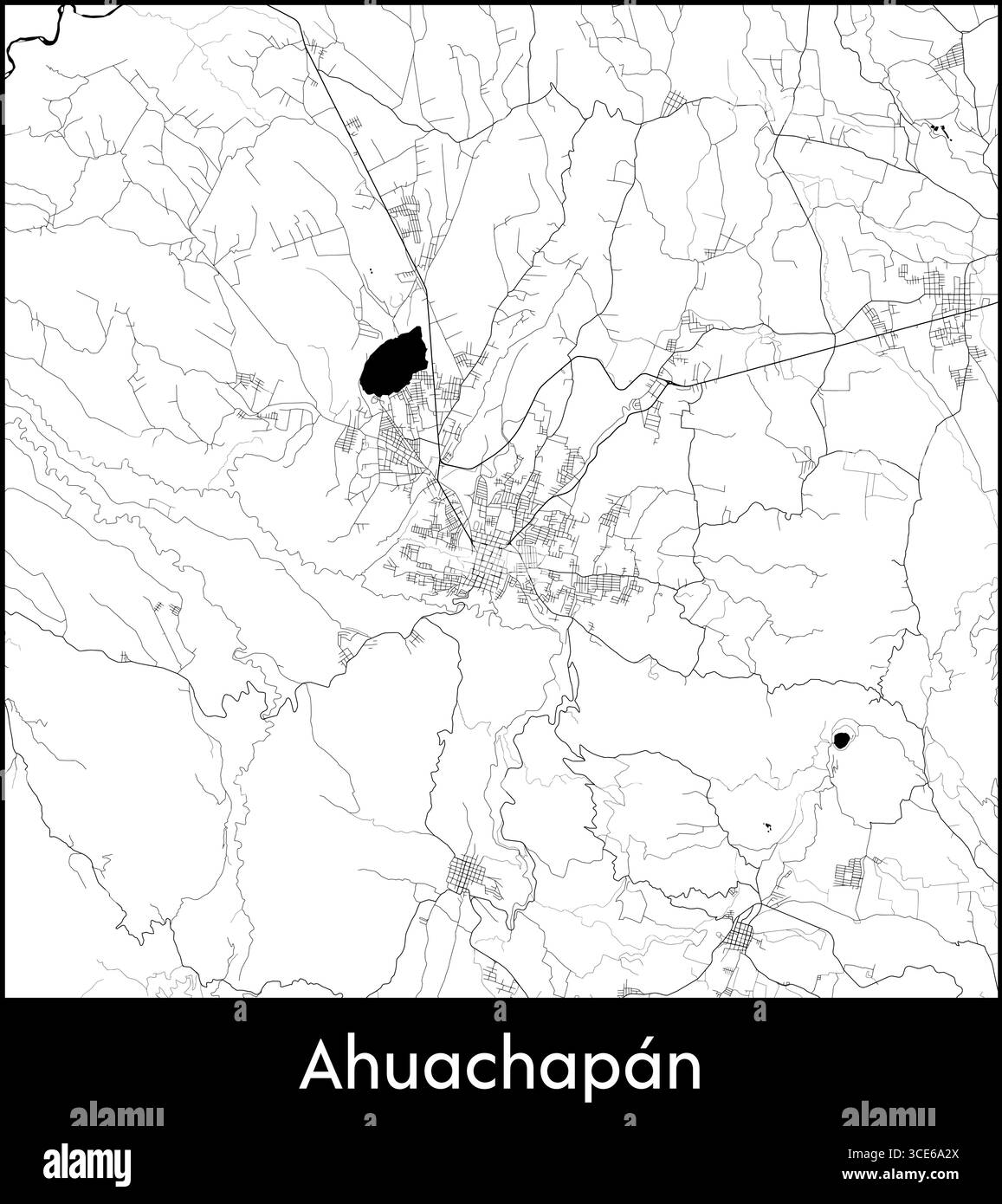 Ahuachapan city map, El Salvador - Topographic vector map poster Stock ...