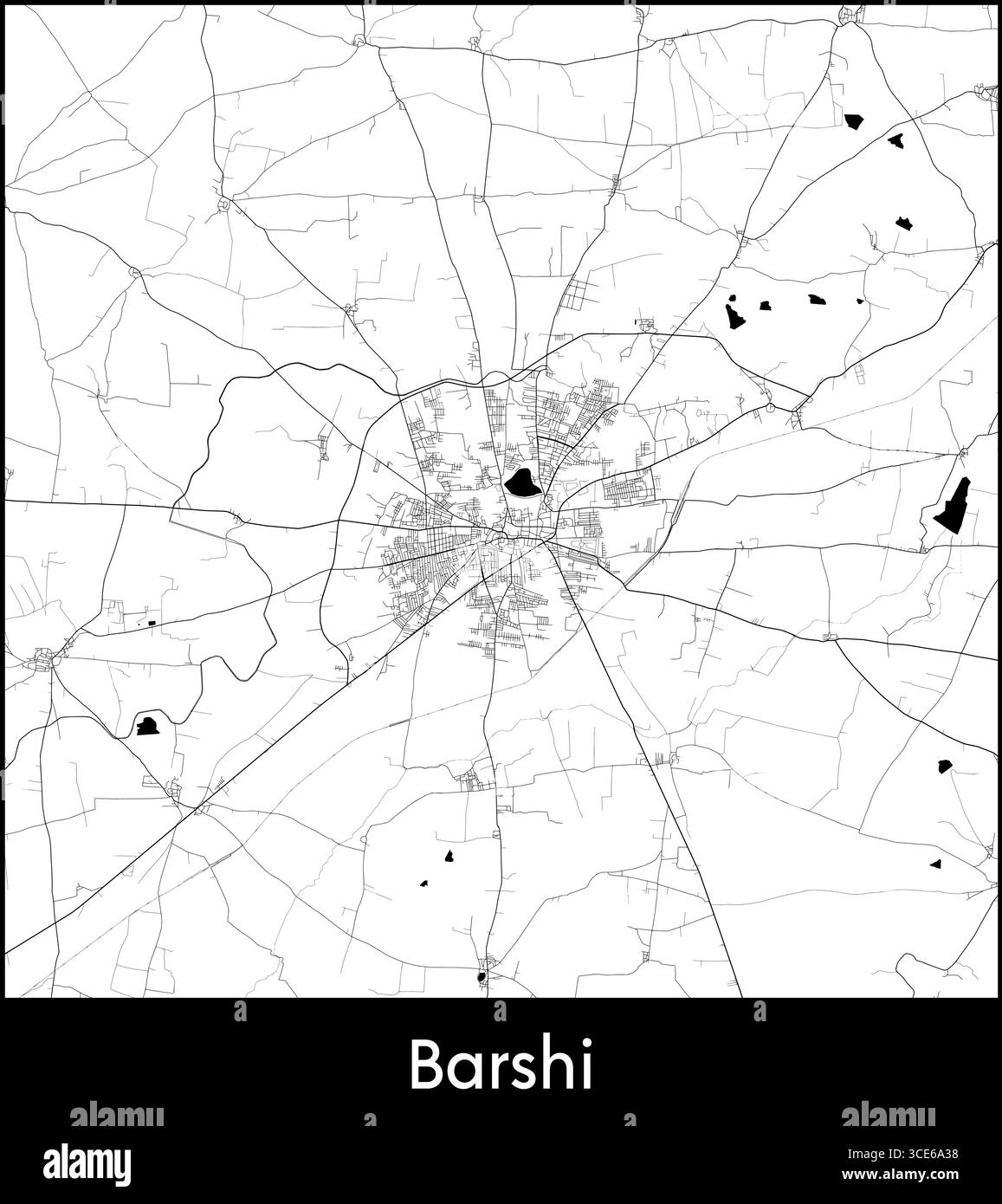 Barshi city map, India - Topographic vector map poster Stock Vector ...