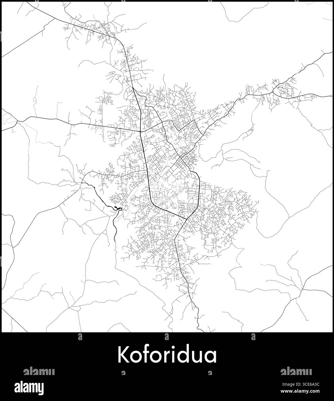 Koforidua city map, Ghana - Topographic vector map poster Stock Vector ...