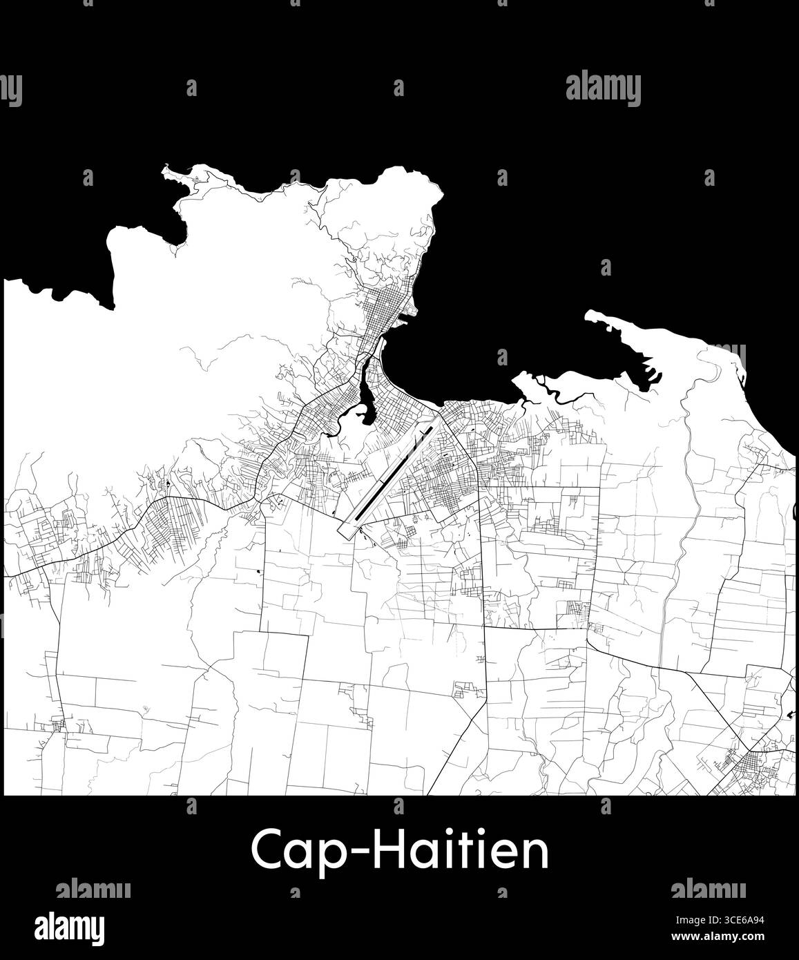 Cap Haitien city map, Haiti - Topographic vector map poster Stock ...