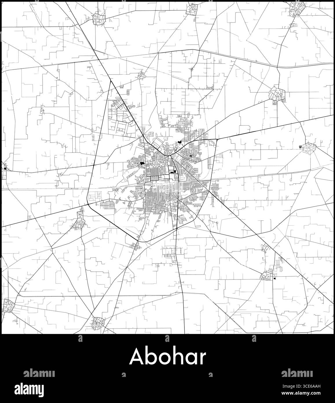 Abohar city map, India - Topographic vector map poster Stock Vector ...