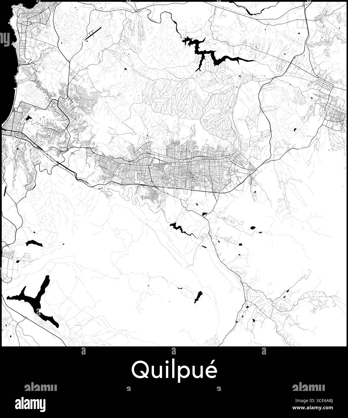 Quilpue city map, Chile - Topographic vector map poster Stock Vector ...