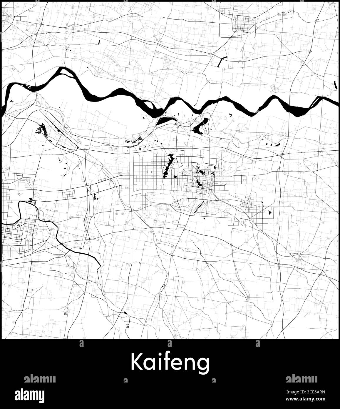 Kaifeng city map, China - Topographic vector map poster Stock Vector ...