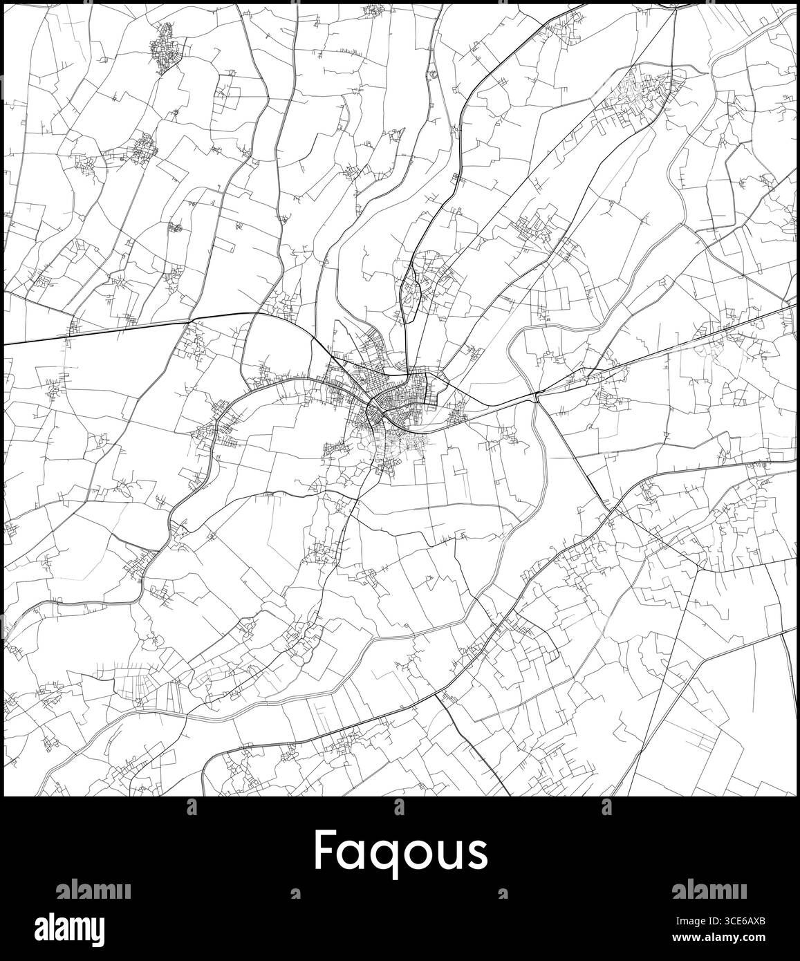 Faqous city map, Egypt - Topographic vector map poster Stock Vector ...