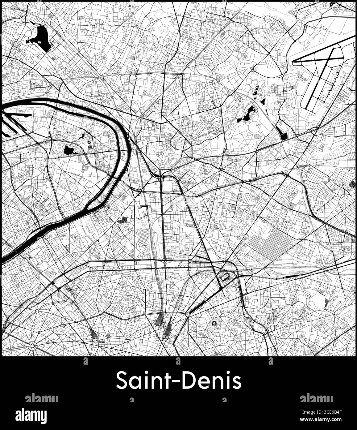 Saint Denis city map, France - Topographic vector map poster Stock ...