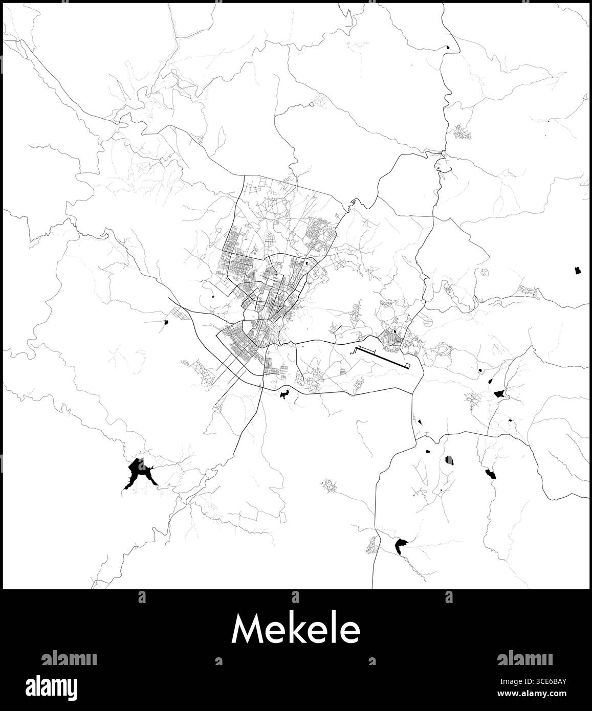 Mekele city map, Ethiopia - Topographic vector map poster Stock Vector ...