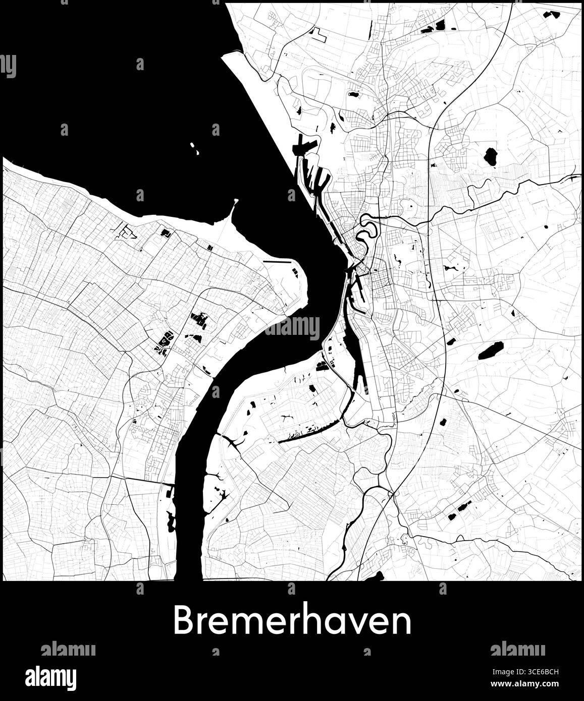 Bremerhaven city map, Germany - Topographic vector map poster Stock ...