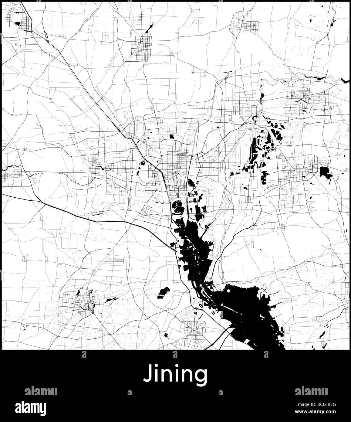 Jining city map, China - Topographic vector map poster Stock Vector ...