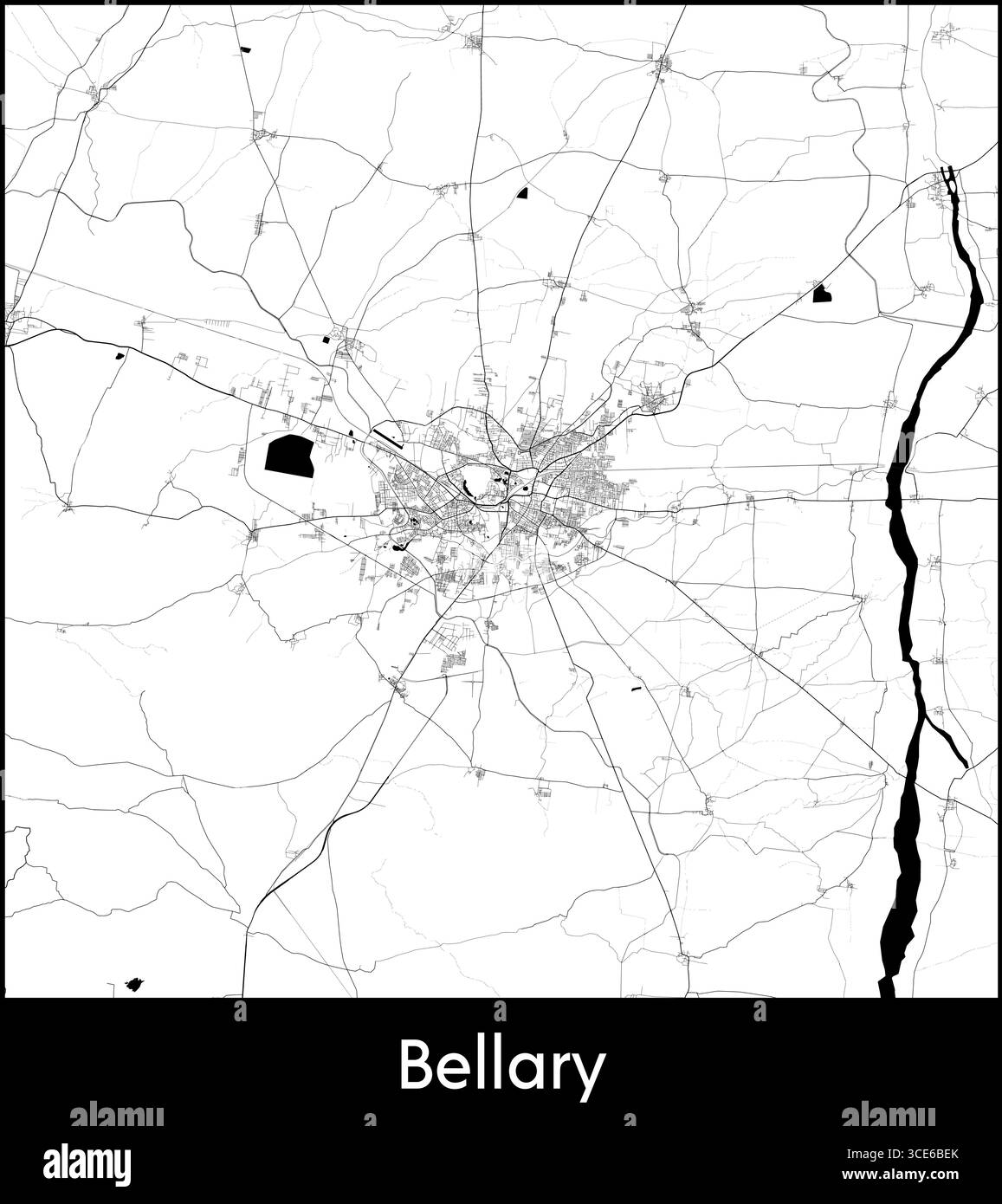 Bellary city map, India - Topographic vector map poster Stock Vector ...