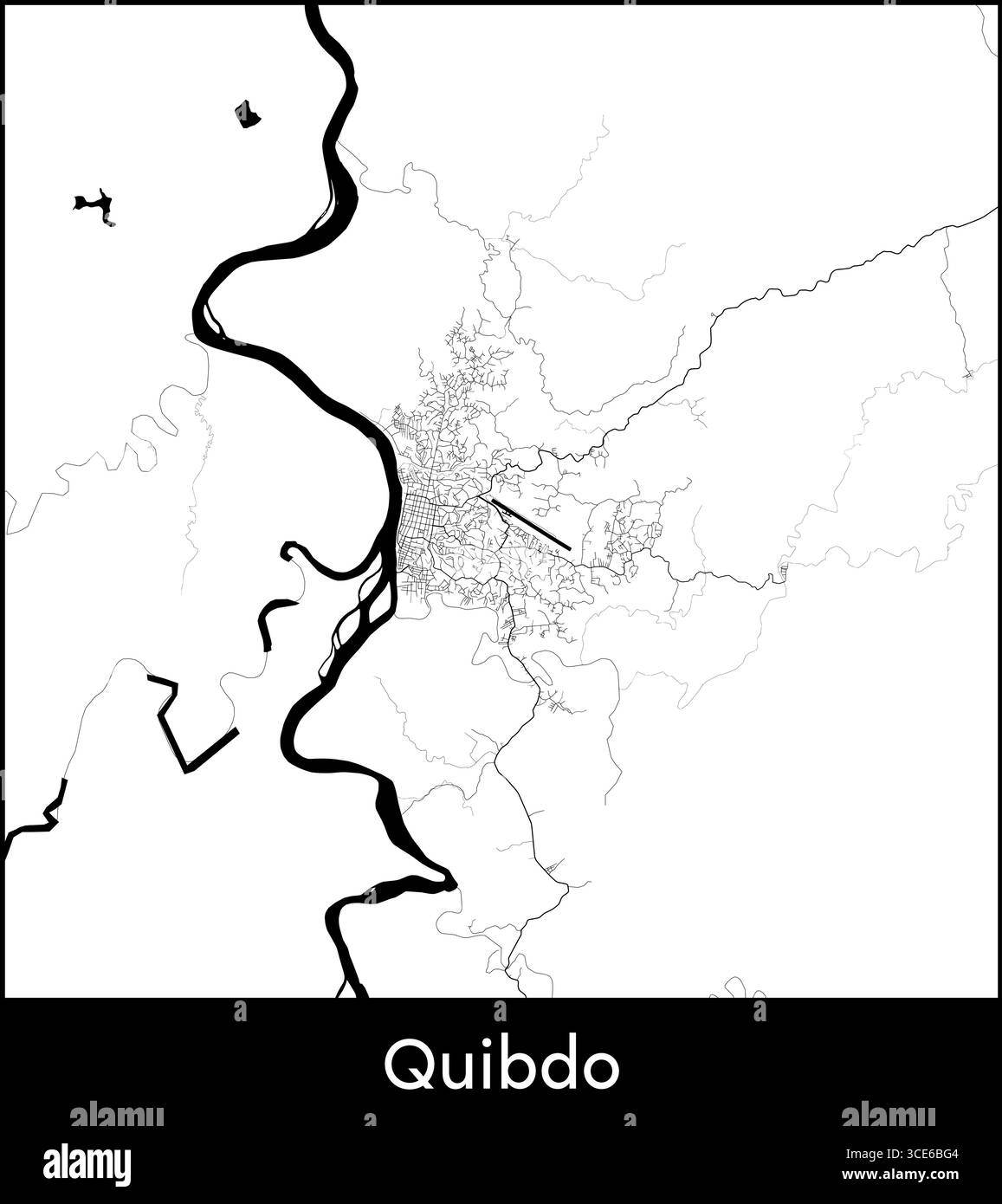 Quibdo city map, Colombia - Topographic vector map poster Stock Vector ...