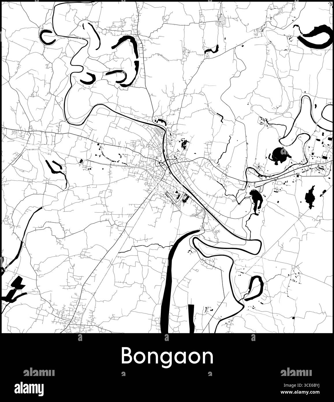 Bongaon city map, India - Topographic vector map poster Stock Vector ...