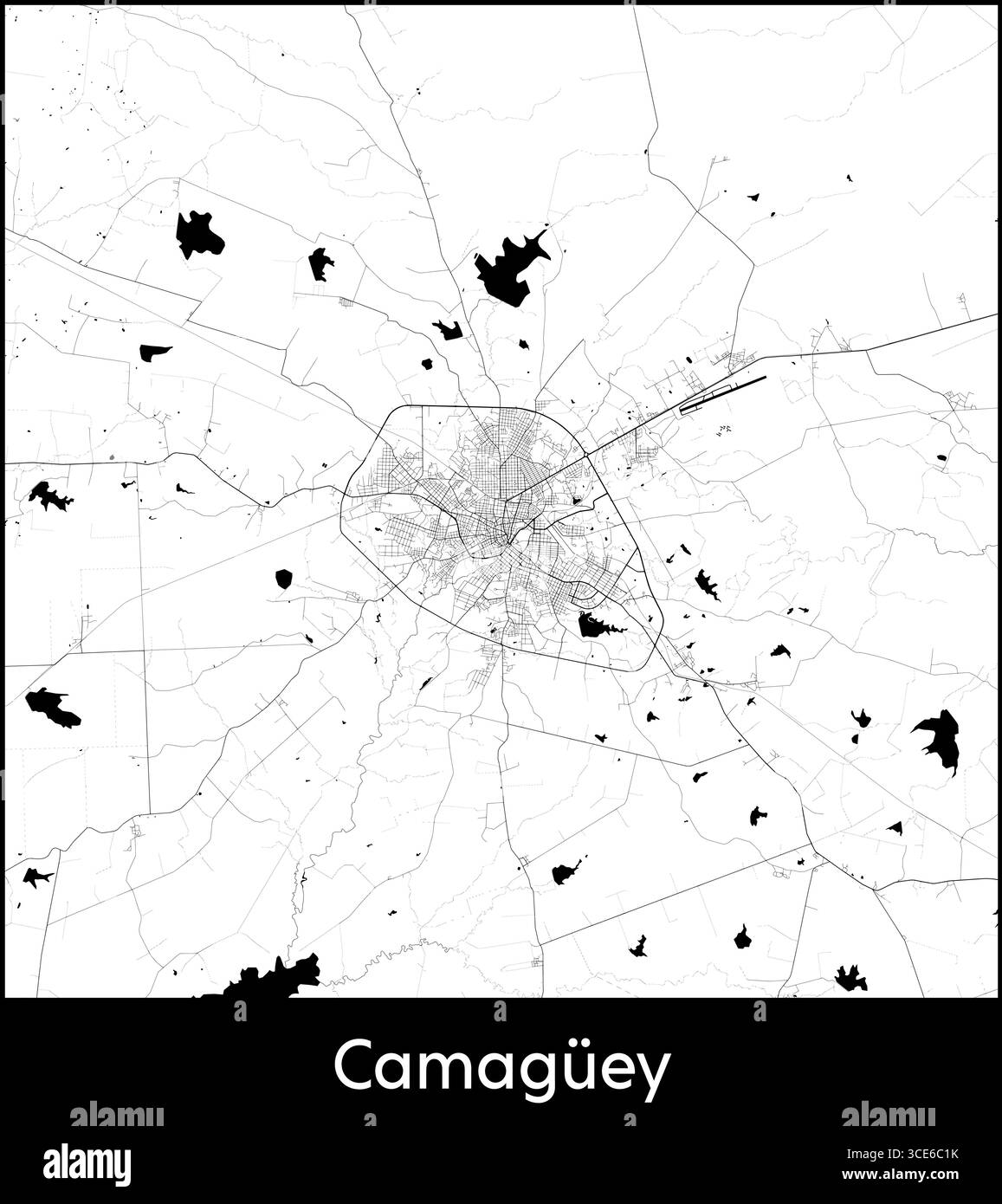 Camaguey city map, Cuba - Topographic vector map poster Stock Vector ...