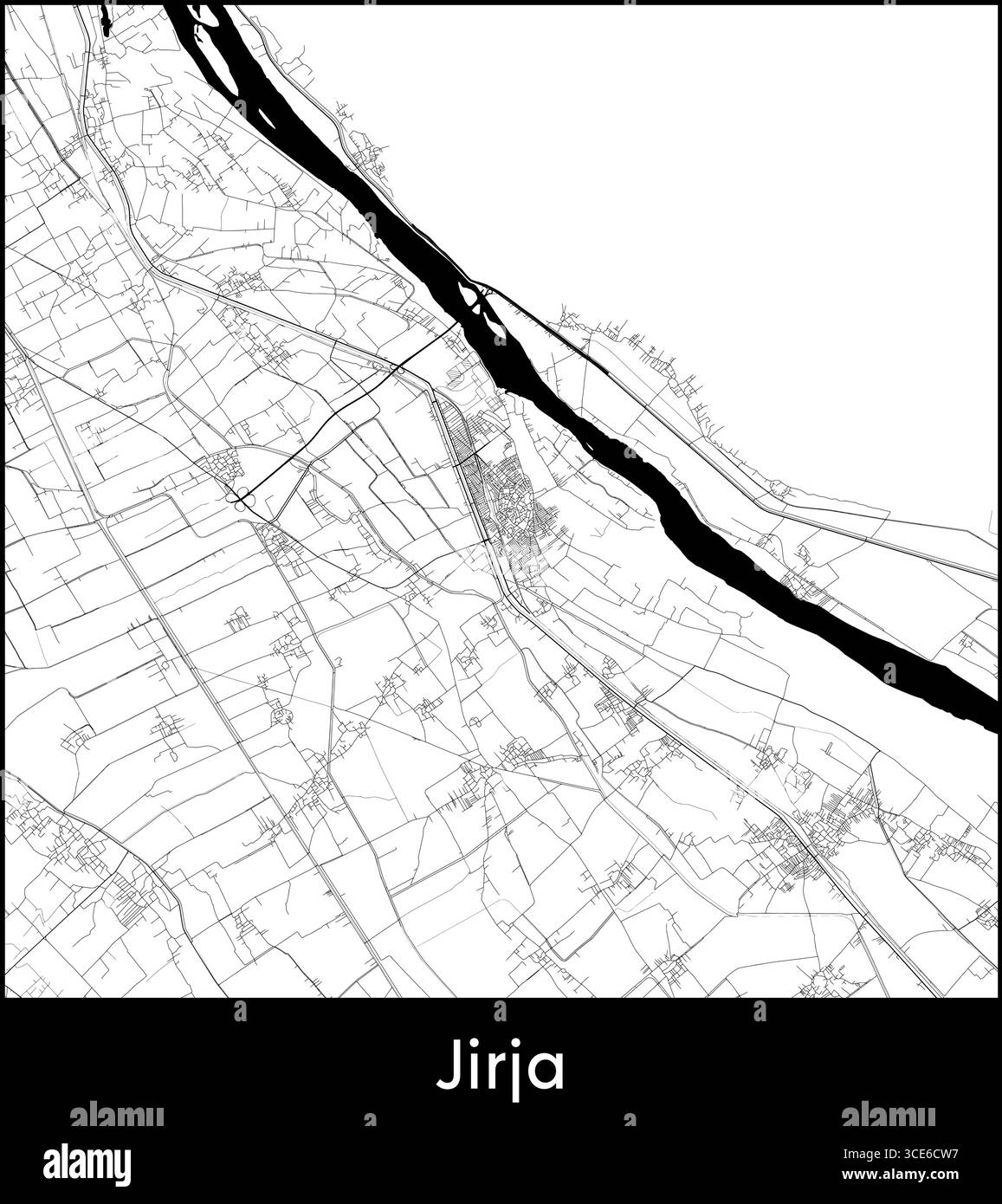 Jirja city map, Egypt - Topographic vector map poster Stock Vector ...