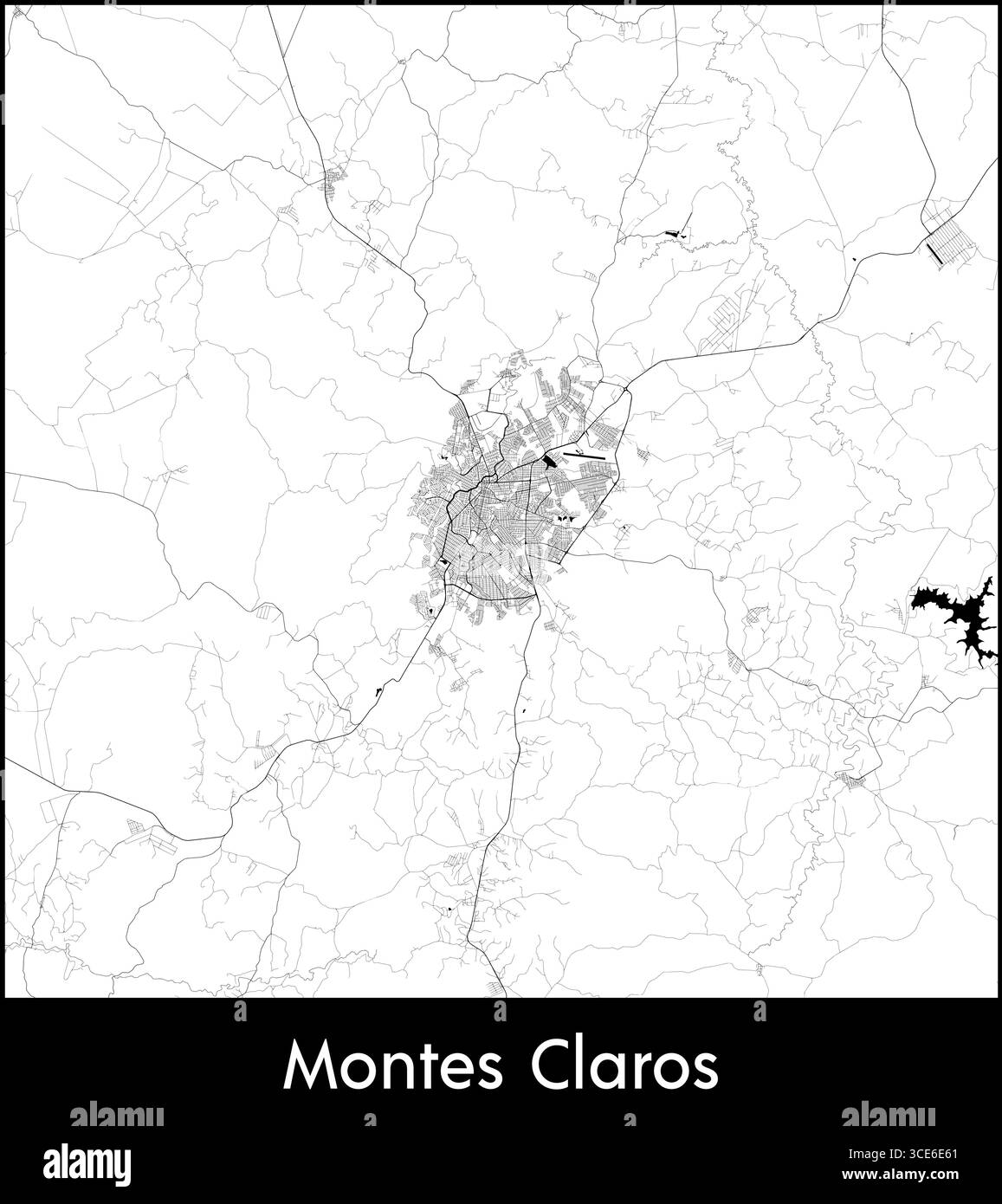 Montes Claros city map, Brazil - Topographic vector map poster Stock ...