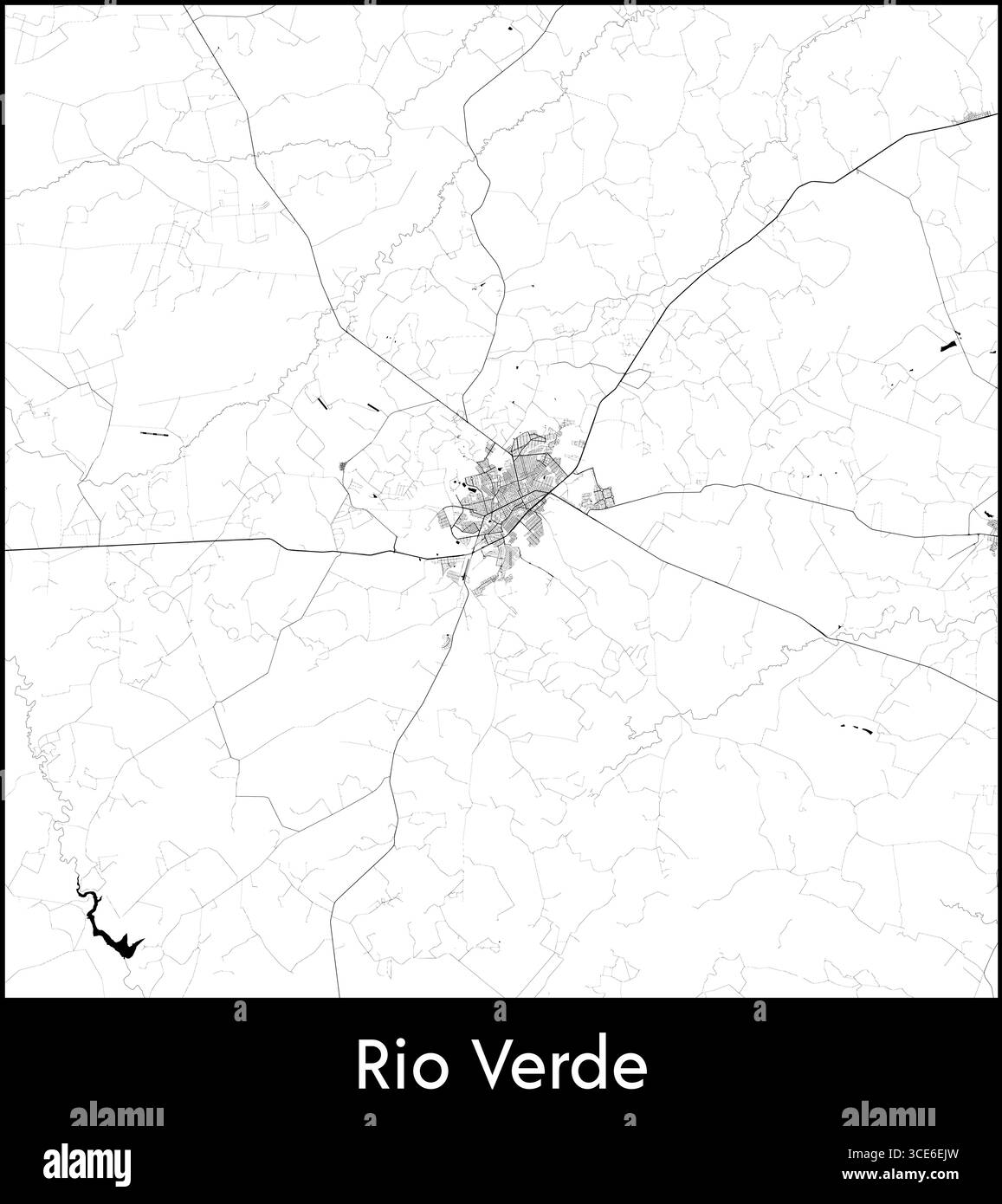 Rio Verde city map, Brazil - Topographic vector map poster Stock Vector ...