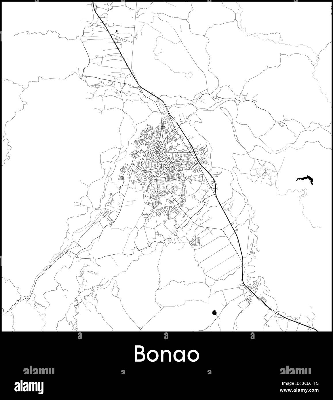 Bonao city map, Dominican Republic - Topographic vector map poster ...