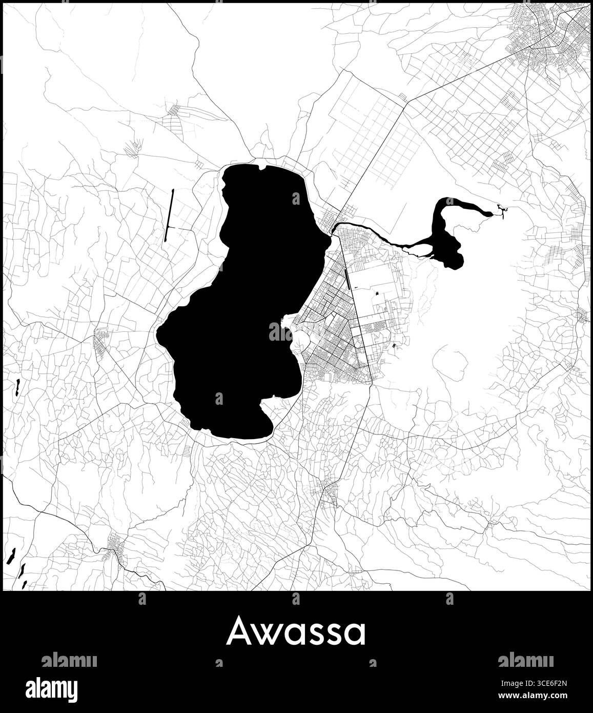 Awassa city map, Ethiopia - Topographic vector map poster Stock Vector ...