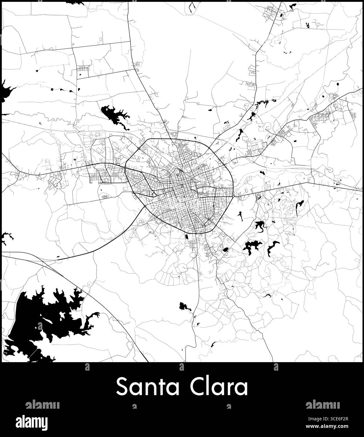 Santa Clara city map, Cuba - Topographic vector map poster Stock Vector ...