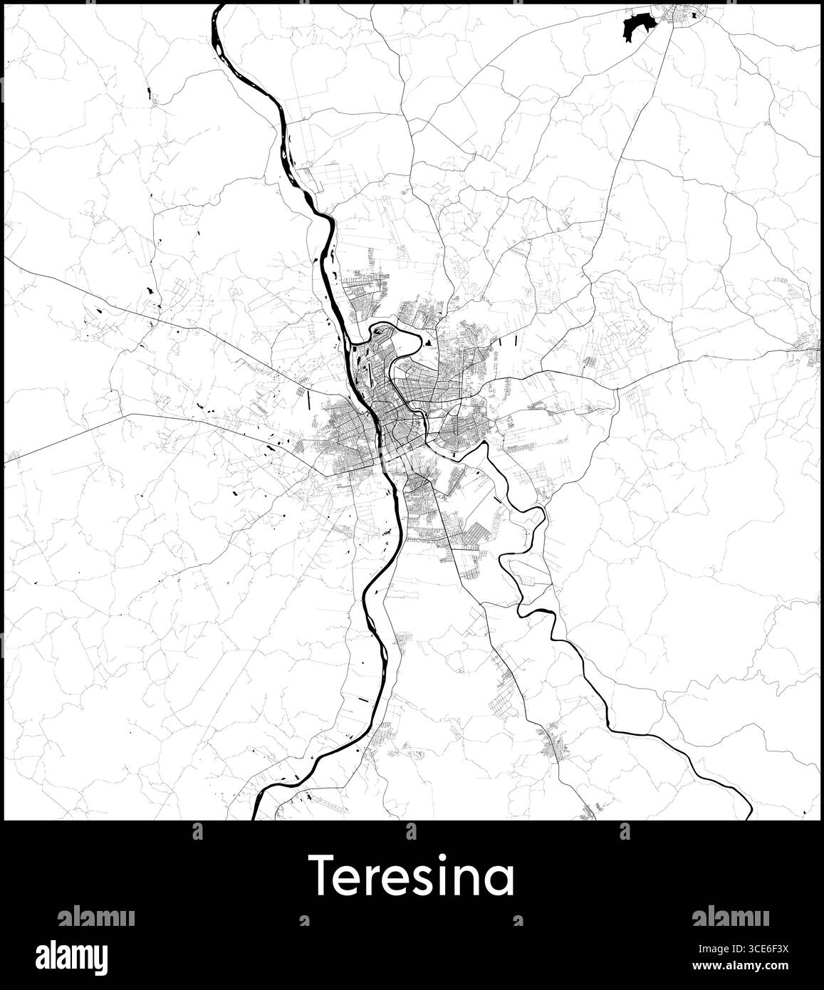 Teresina city map, Brazil - Topographic vector map poster Stock Vector ...