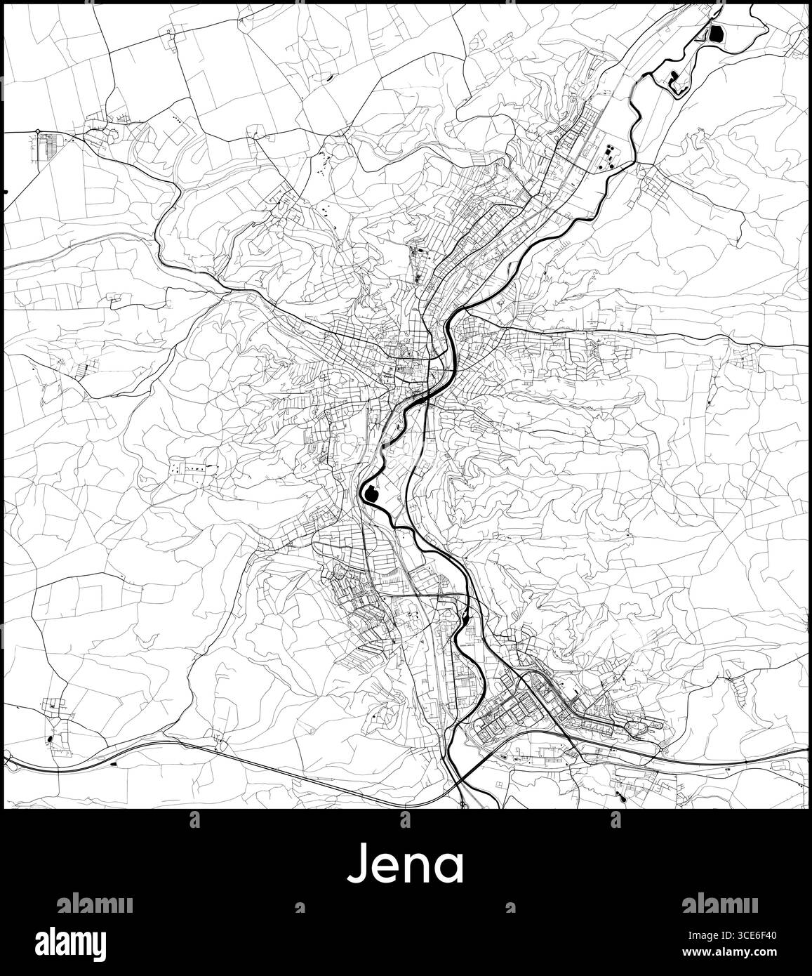 Jena city map, Germany - Topographic vector map poster Stock Vector ...
