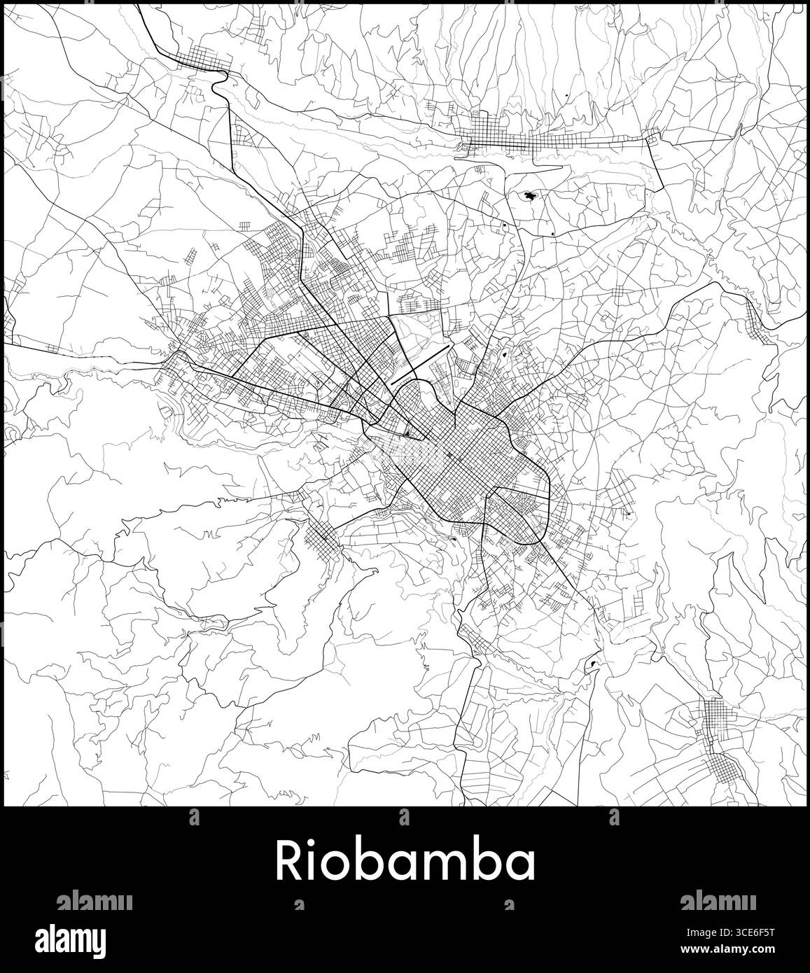 Riobamba city map, Ecuador - Topographic vector map poster Stock Vector ...