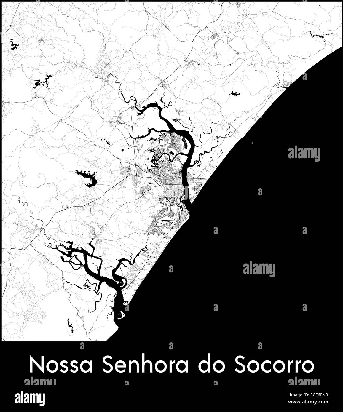 Nossa Senhora do Socorro city map, Brazil - Topographic vector map ...