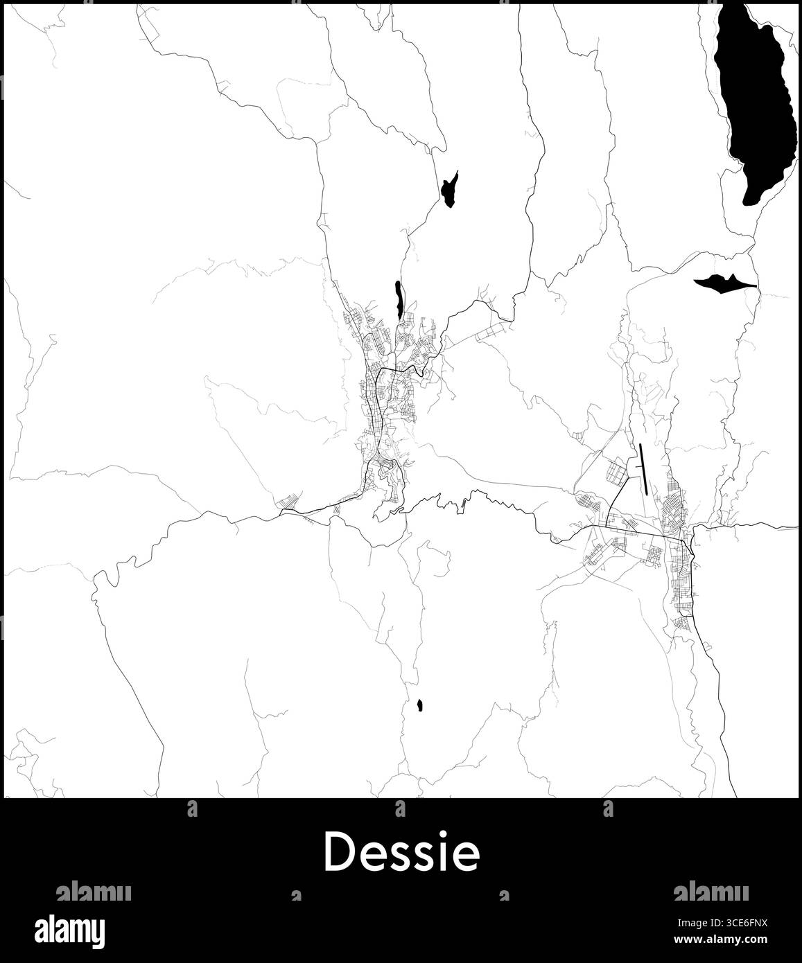 Dessie city map, Ethiopia - Topographic vector map poster Stock Vector ...